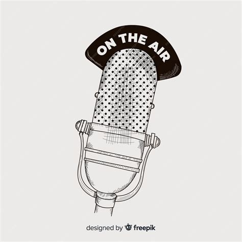 현실적인 손으로 그린 빈티지 마이크 무료 벡터