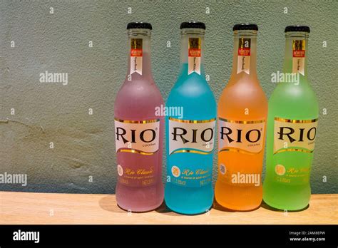 Zhuhai, China, November, 2018. Rio Cocktails of different flavors on ...