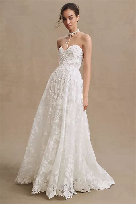 Jenny Yoo Madeline A Line Strapless Lace Wedding Gown Anthropologie