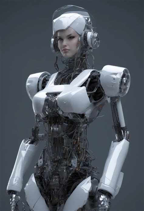 ผู้หญิงคนหนึ่ง หุ่นยนต์ฮิวแมนนอยด์ ตะเกียง เครื่องจักร สายไฟ Seaart Ai