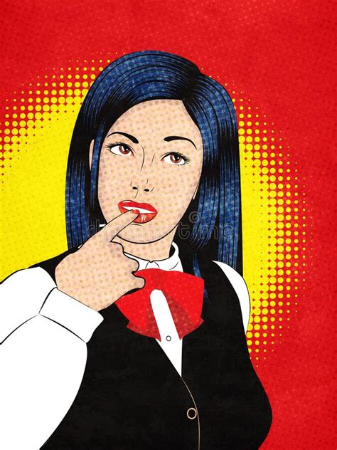 Thoughtful Girl Pop Art Grunge Stock Illustration Illustration Of