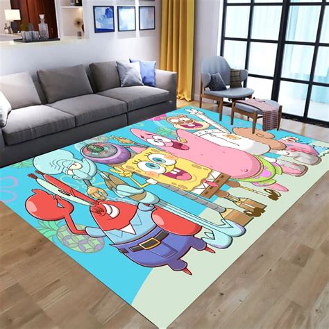 스폰지밥 네모팬츠 카펫 미끄럼 방지 욕실 러그 패트릭 스타 직사각형 플란넬 목욕 매트 애니메이션 주방 거실 도어 러그 Aliexpress