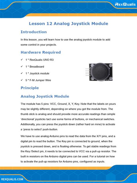 lesson 12 analog joystick module pdf arduino manufactured goods