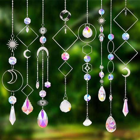 Wsicse 8 Pieces Crystal Suncatcher Kits Sun Catchers Diy
