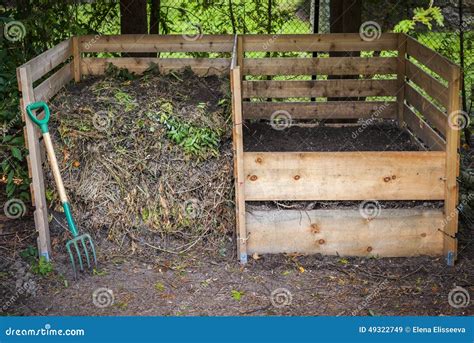 Backyard Compost Bins Stock Image Image Of Cedar Gardening 49322749