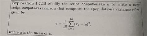 Solved Exploration 1215 Modify The Script Computemeanm To