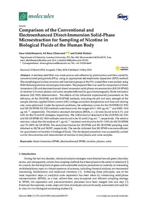 Pdf Comparison Of The Conventional And Electroenhanced Direct Immersion Solid Phase