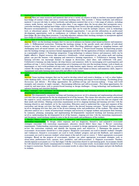 Applied Knowledge Of Content Within And Across Curriculum Teaching