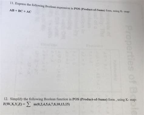 Solved Express The Following Boolean Expression In Pos