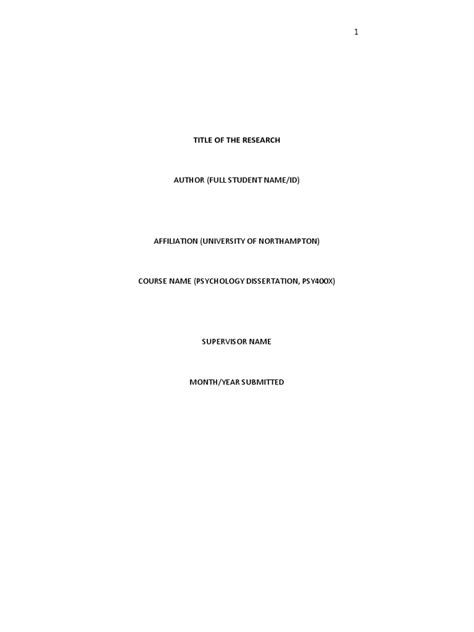 Dissertation Title Page Template Pdf