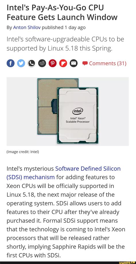 Intel S Pay As You Go CPU Feature Gets Launch Window By Anton Shilov Published Day Ago Intel S