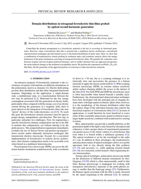 Pdf Domain Distributions In Tetragonal Ferroelectric Thin Films Probed By Optical Second