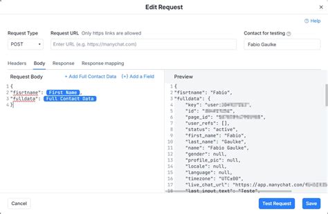 Request Invalid Json Manychat