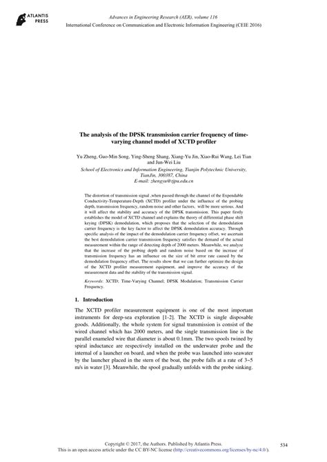 Pdf The Analysis Of The Dpsk Transmission Carrier Frequency Of Time