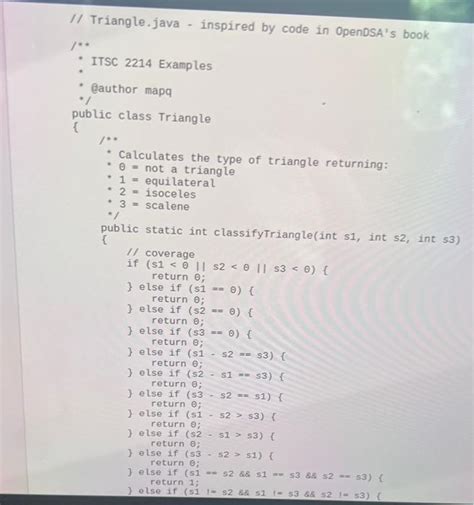 Solved 1 Triangle Java Inspired By Code In OpenDSA S Book Chegg