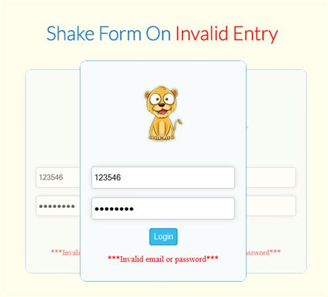 Jquery Form Shake Effect On Invalid Entry Formget