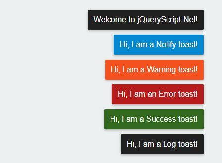 Easy Customizable Message Toaster For JQuery Toast Js Free JQuery Plugins
