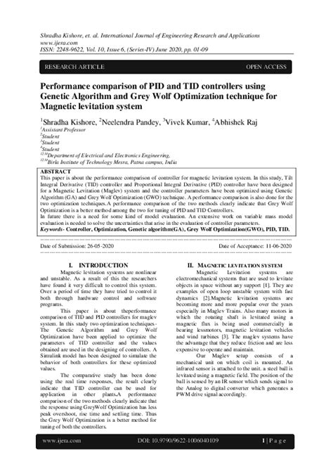 Pdf Performance Comparison Of Pid And Tid Controllers Using Genetic Algorithm And Grey Wolf