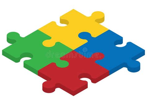 Set Of Isometric Puzzle Pieces Concept Of Teamwork Communication Problem Or Challenge