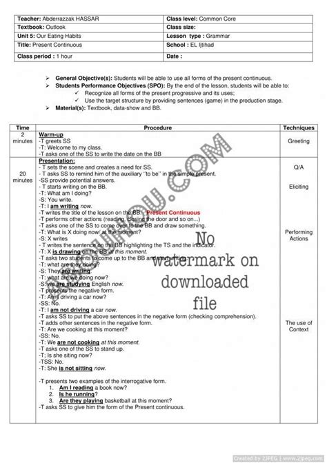 Cc Outlook Lp Comp3 Unit 5 Present Continuous Grammar C C