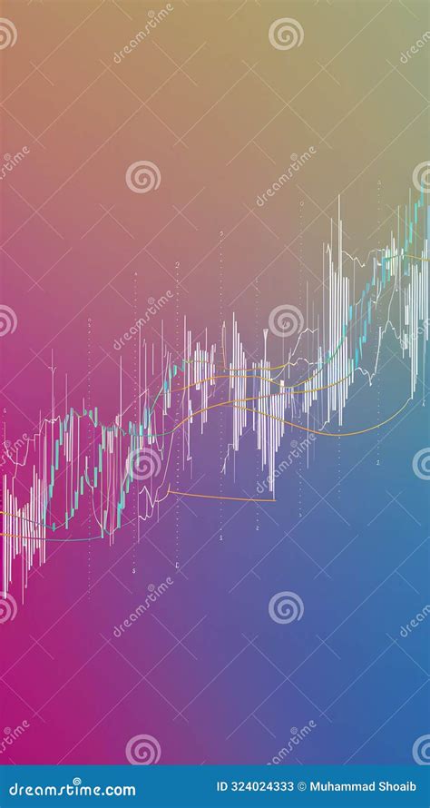 Color Coded Line Graph On Gradient Pink Blue Background Depicting Data Fluctuations Stock