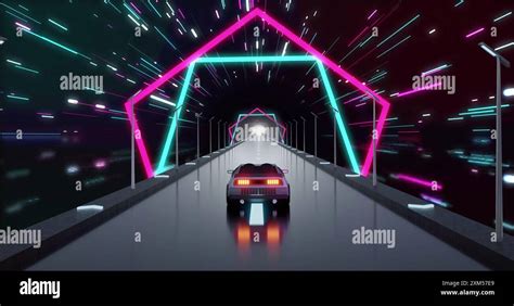 Image Of Image Game Screen With Neon Patten On Black Background Stock