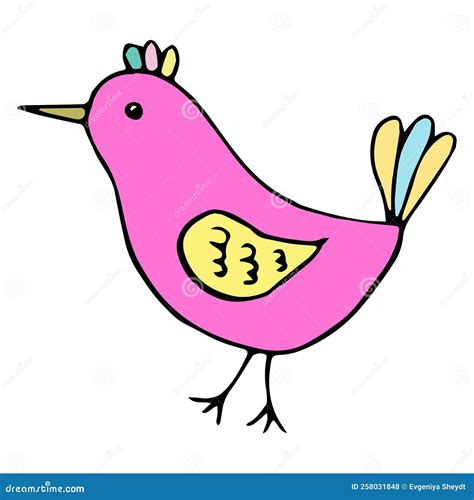 Simple Cartoon Bird Isolated On White Vector Illustration Used For
