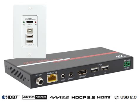 USB K HDMI With HDBaseT Extension On A Single Gang Wall Plate