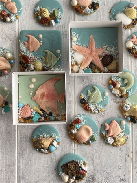 Шоколадные мини открытки в морском стиле Бельгийский шоколад Artofit