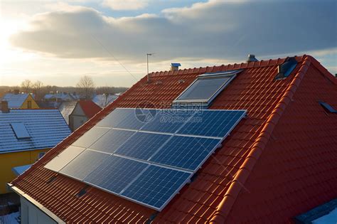 屋顶上的太阳能板高清图片下载 正版图片600172031 摄图网