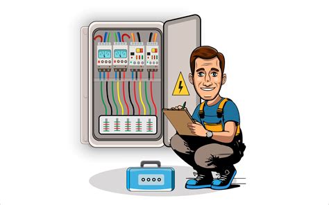 Handyman Checking Cables Of Switchboard Illustration