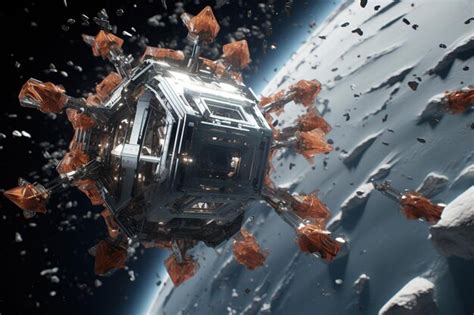 Premium Photo Majestic Spaceship Soaring Through Cosmic Canvas Generative Ai