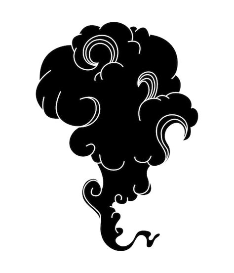 연기와 파도의 검은 구름 프리미엄 벡터