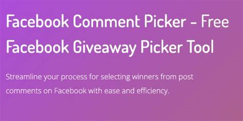 Social Media Giveaway Tools Facebook Comment Picker