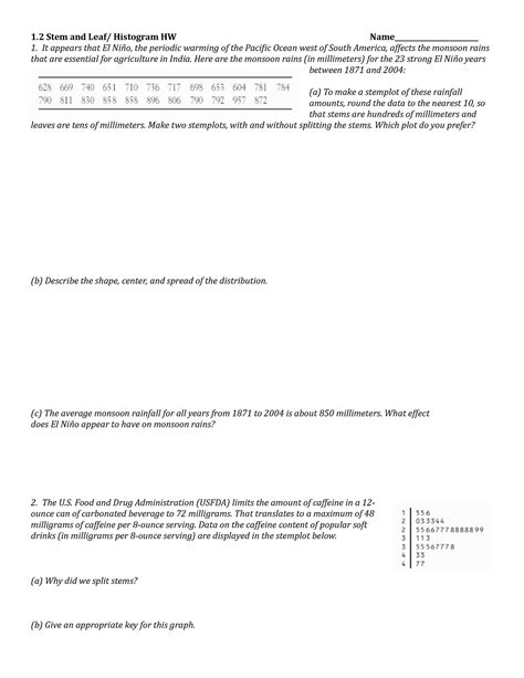 1 Histogram For Homework 5 1 Stem And Leaf Histogram Hwname It