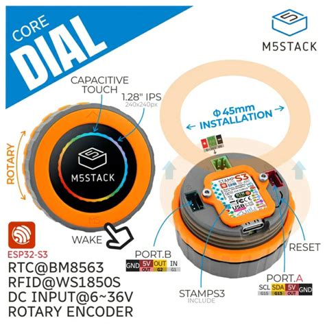 M5stack Dial Esp32 S3 Bouton Rotatif Intelligent Avec écran Tactile