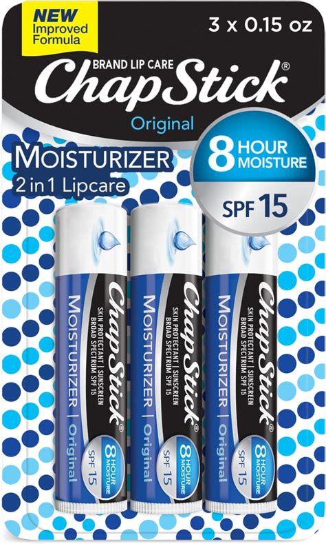 Chapstick Moisturizer Original Lip Balm Tubes Spf 15 And Skin Protectant 0 15 Oz