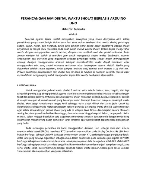 Perancangan Jam Digital Waktu Sholat Berbasis Arduino Uno F Pdf