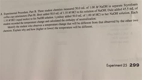 Experiment 25 Prelaboratory Assignment Calorimetry