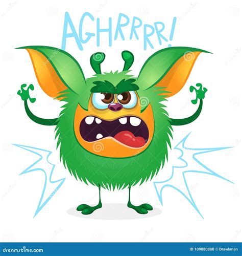 Angry Cartoon Green Hairy Monster Big Collection Of Cute Monsters For