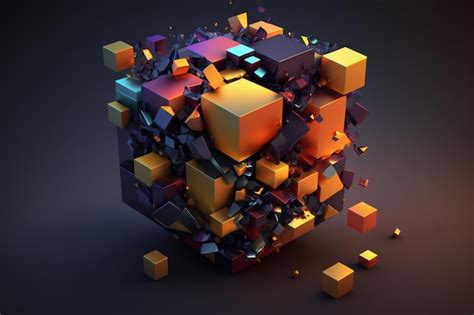 Premium Photo Photo Of Abstract 3d Render Cube Shape Geometric Background