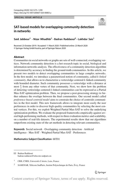 Sat Based Models For Overlapping Community Detection In Networks Request Pdf