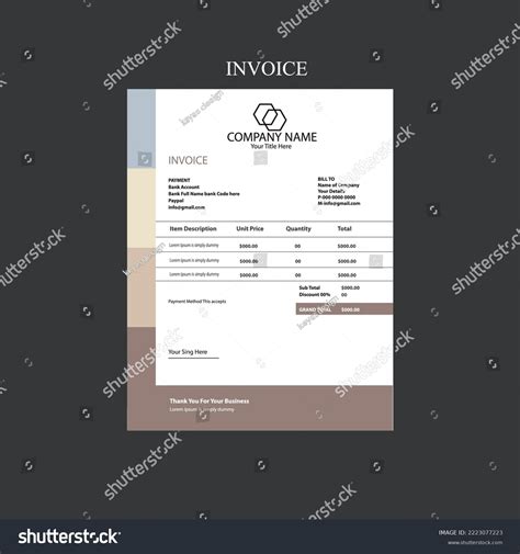 Example Invoice Designsample Invoice Template Businesssales Stock Vector Royalty Free