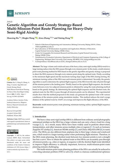 Pdf Genetic Algorithm And Greedy Strategy Based Multi Mission Point Route Planning For Heavy