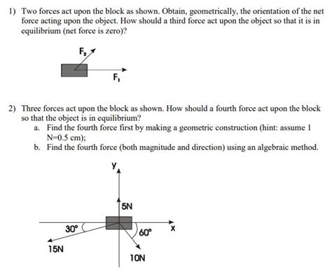 Solved 1 Two Forces Act Upon The Block As Shown Obtain Chegg Com