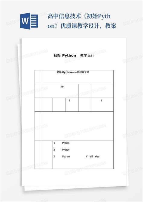 高中信息技术《初始python》优质课教学设计、教案word模板下载编号lndpxwod熊猫办公