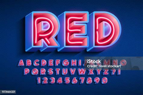 네온 빛 3d 알파벳 여분의 빛나는 원래 글꼴 컴퓨터 글자에 대한 스톡 벡터 아트 및 기타 이미지 컴퓨터 글자 Led 조명 검은색 Istock