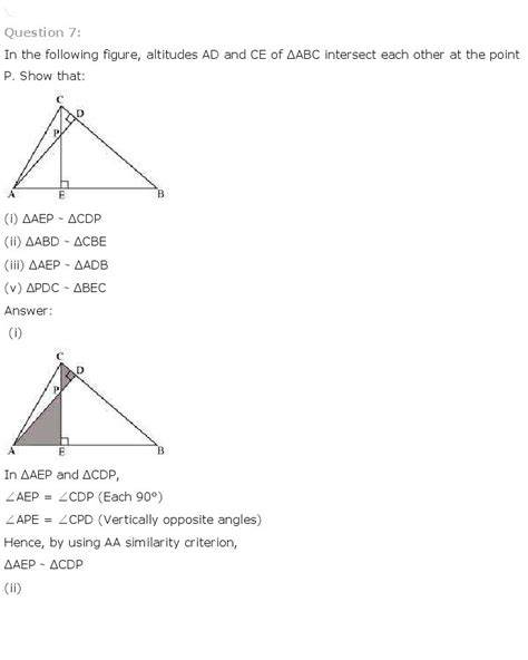 Triangles Class 10 Mathematics Ncert Solutions