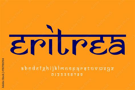 Country Eritrea Text Design Indian Style Latin Font Design Devanagari Inspired Alphabet