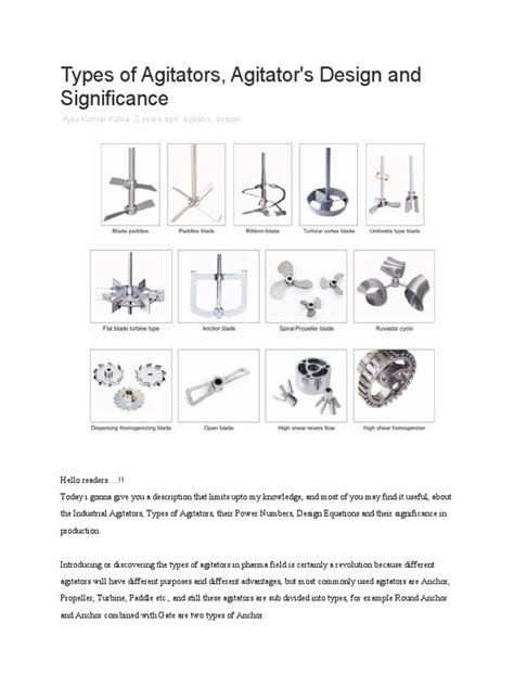 types of agitators pdf propeller turbine